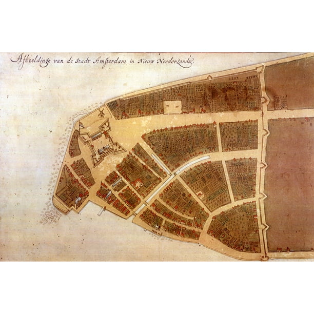 24x36 gallery poster, original city map of New Amsterdam pre New York ...