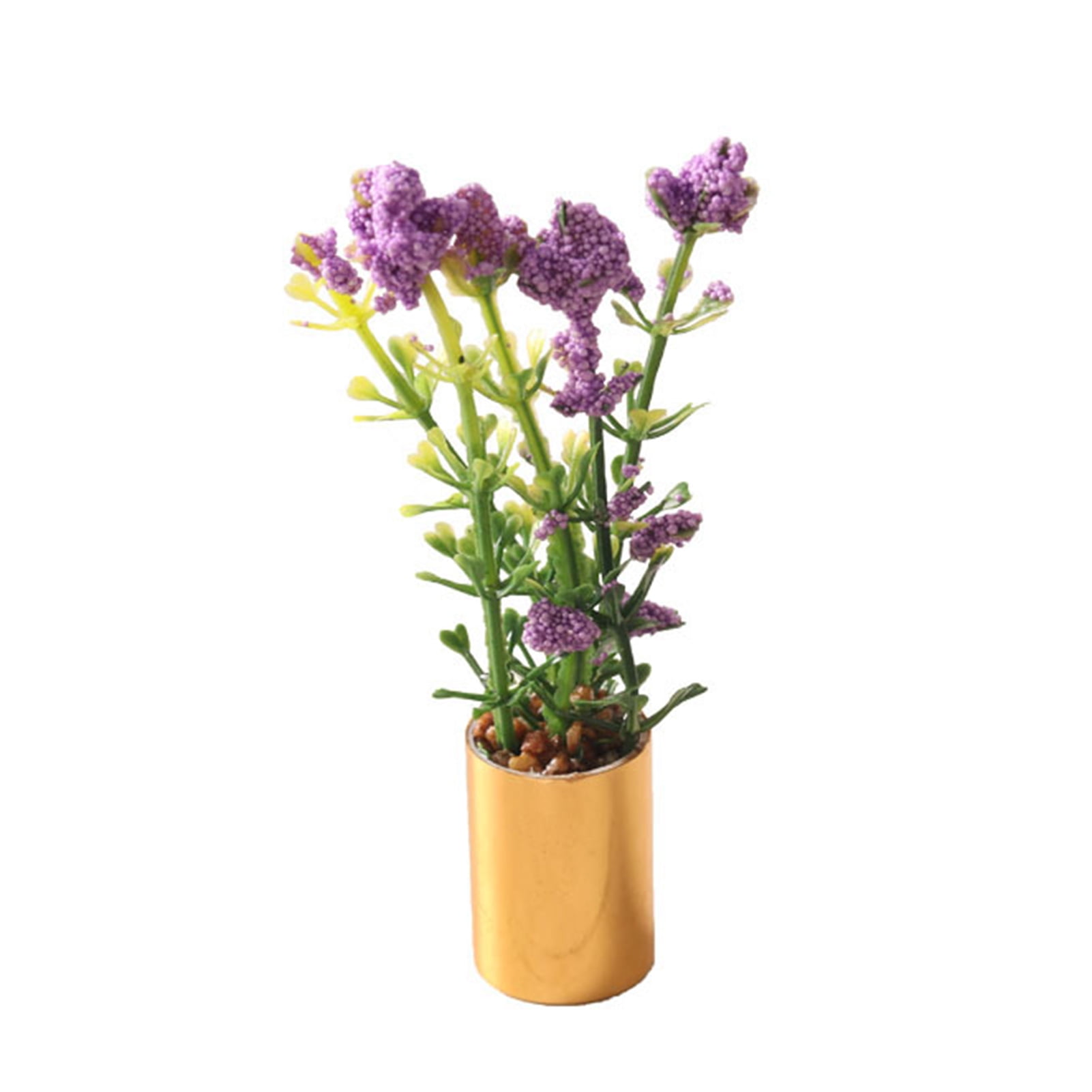 Lomubue 1: 12 Mini Potted Model Realistic Purple Flower Design Decorate ...