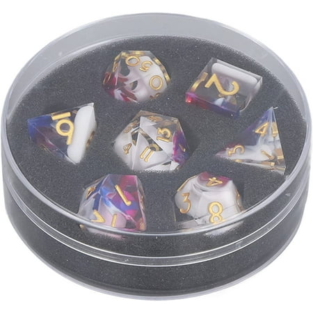 Polyhedral DND Dice Set, 7pcs Resin Clear Numbers Table Gaming Dices ...
