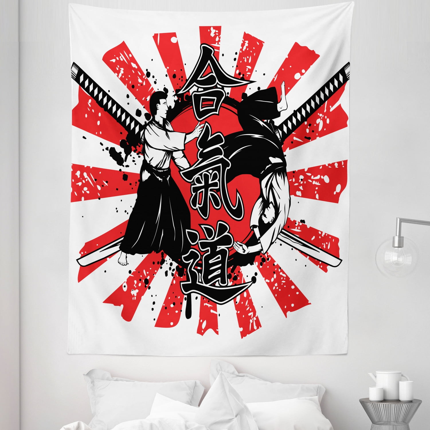 Japanese Tapestry, Crossed Samurai Hieroglyph Background 2 Ronin Ai o ...