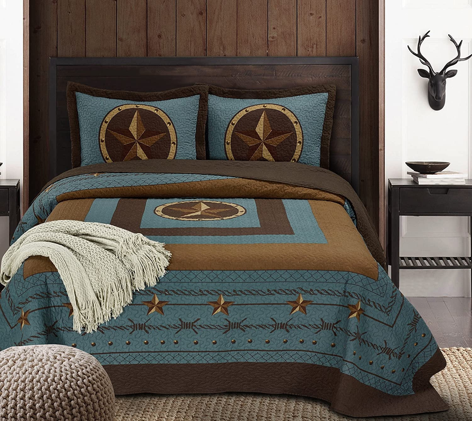 Chezmoi Collection Tucson 3-Piece Pre-Washed Rustic Western Star ...