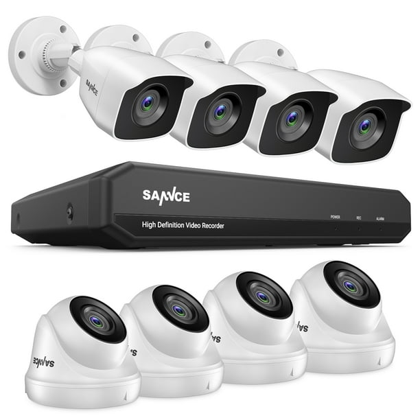 SANNCE Security Camera System CCTV, 8 Channel 5-in-1 DVR with 8 Wired ...