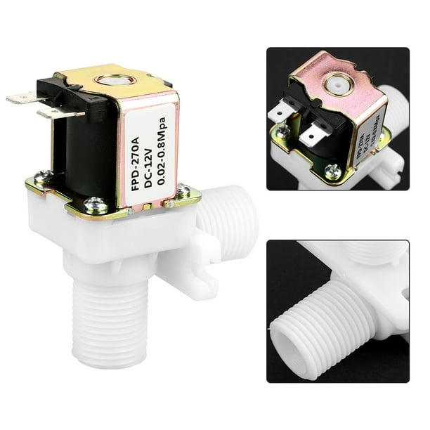 Fugacal Solenoid Valves, DC 12V DN15 G1/2 Plastic Electromagnetic Valve Normally Closed Water ...