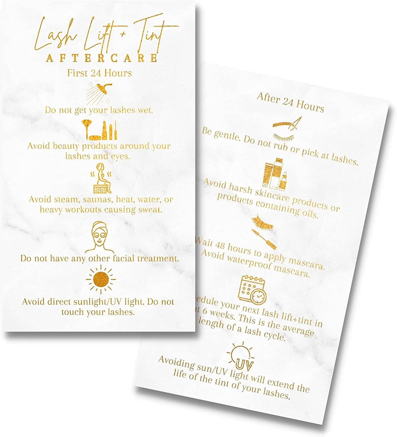 Lash Lift and Tint Aftercare Cards Physical Printed 2 x 3.5 inch ...