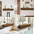 Floating Solid Wood Console Table, 32'' Wall Mounted Narrow Entryway Table with Storage Shelf ...