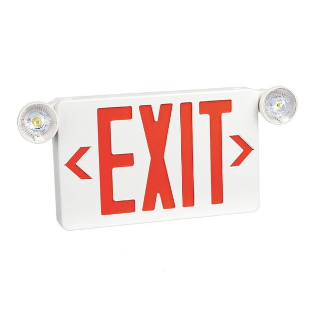 Red LED Exit Sign with Emergency Lights,Adjustable Head,ABS Fire ...