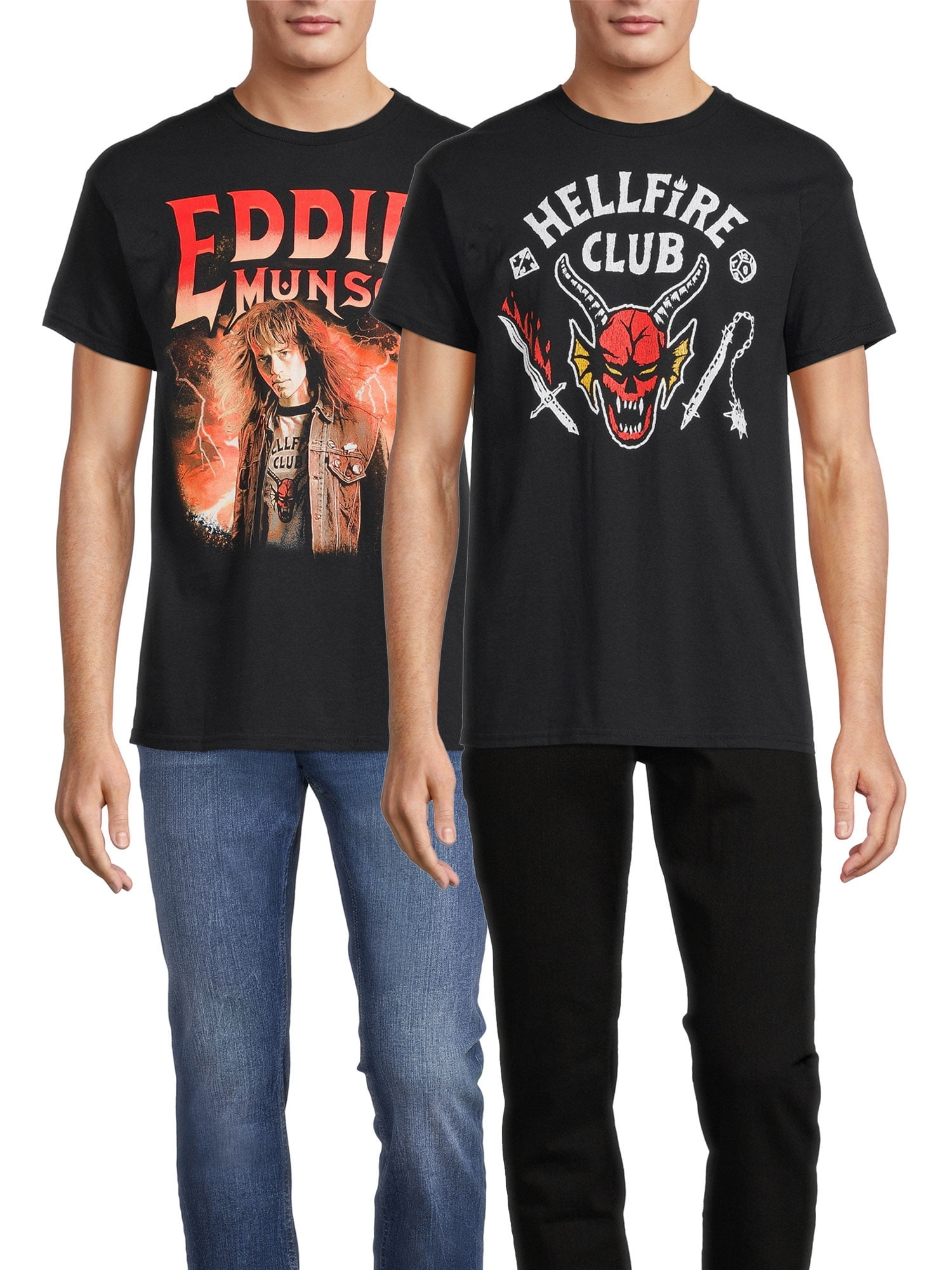 Stranger Things Men's Hellfire Club Eddie Munson Graphic Tees, 2-Pack ...