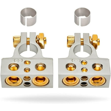 InstallGear 0/4/8/10 Gauge Battery Terminals with Shims Positive and ...