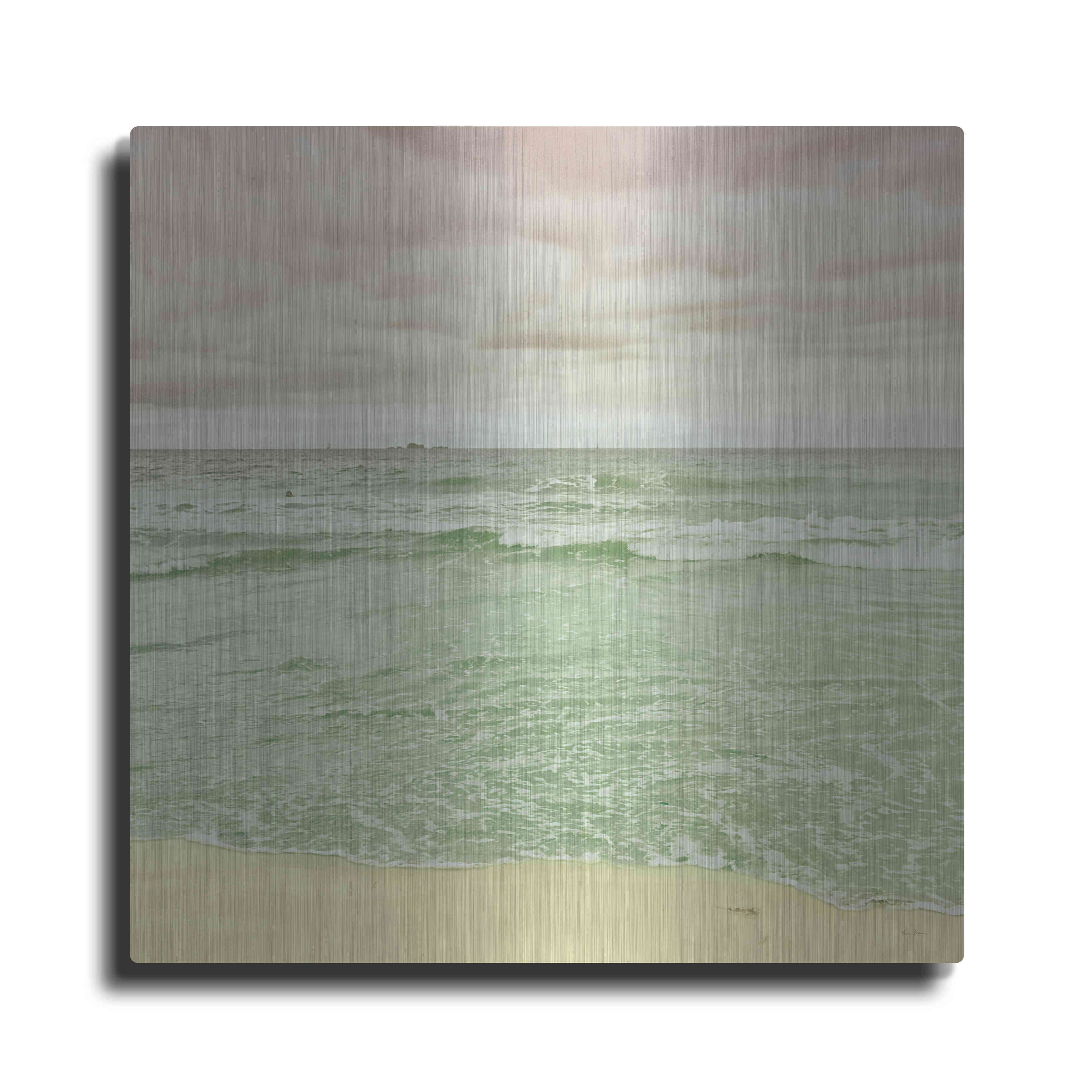Luxe Metal Art 'Beach Tricolor Square' by Keri Bevan, Metal Wall Art ...