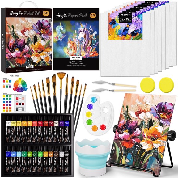 VOCHIC 4 Pack 8x10 Pre Drawn Canvas Painting Kit for Adults, Kids ...