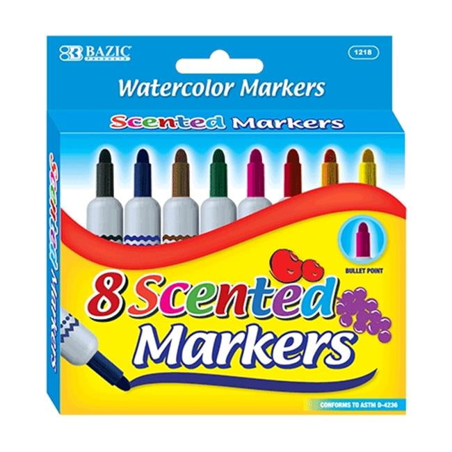 Bazic Products 1218-24 BAZIC 8 Color Scented Jumbo Watercolor Marker ...