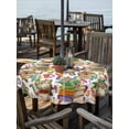 Cute Owls Round Outdoor Tablecloth with Umbrella Hole Green Books ...