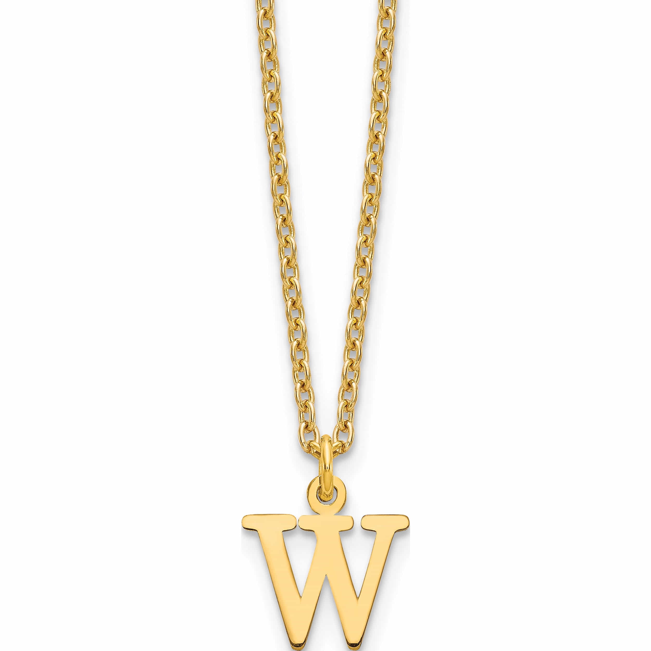 Ss/Gold Plated Sterling Silver Gold-Plated Cutout Letter W Initial ...