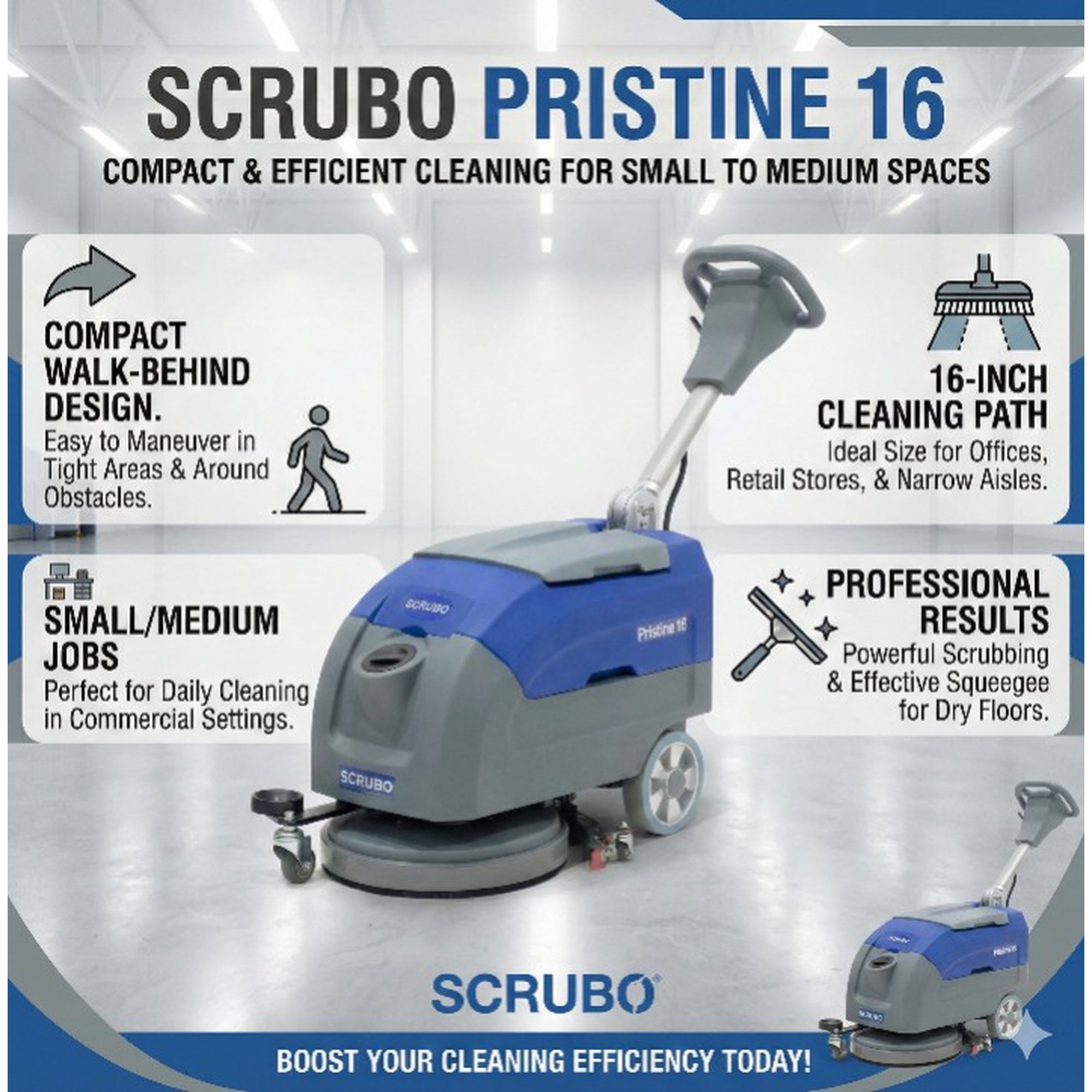Click here for Scrubo Pristine 16 Commercial Floor Scrubber 16 Cl... prices