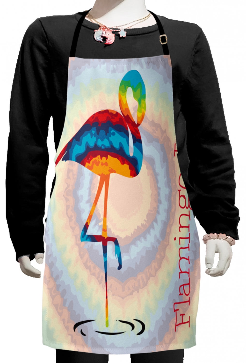 Flamingo Kids Apron, Single Flamingo Rainbow Color Tie Dye Effect ...