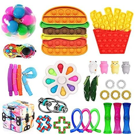 41pcs Fidget Packs Anti-Anxiety Tools, Push Pop keyboard Fidget Block Set Stress Relief Toys for ...