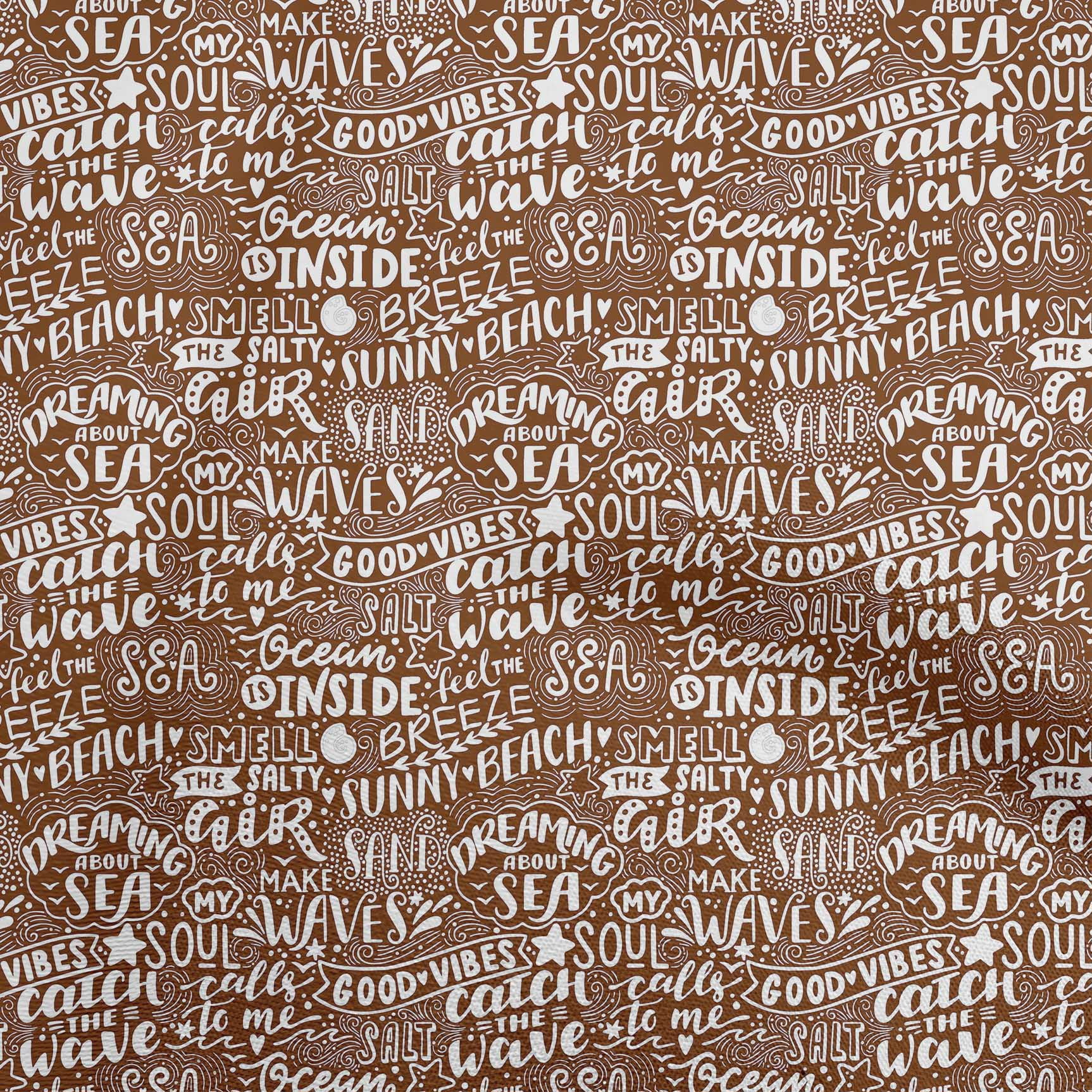 oneOone Velvet Brown Fabric Writing Text Sewing Material Print Fabric ...