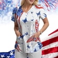 COMVALUE Scrub Tops Women Short Sleeve Size Stretch V-Neck Printed ...