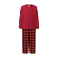 Christmas Family Pajamas Matching Set Solid Color Long Sleeve Tops and ...