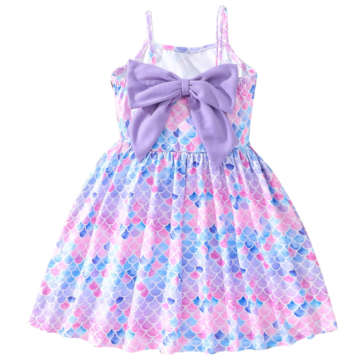Toddler Girls Spring Mermaid Print Dress Bow-Knot Summer Sundress 3T ...