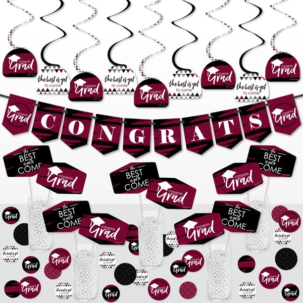Big Dot of Happiness Maroon Grad - Best is Yet to Come - Burgundy ...