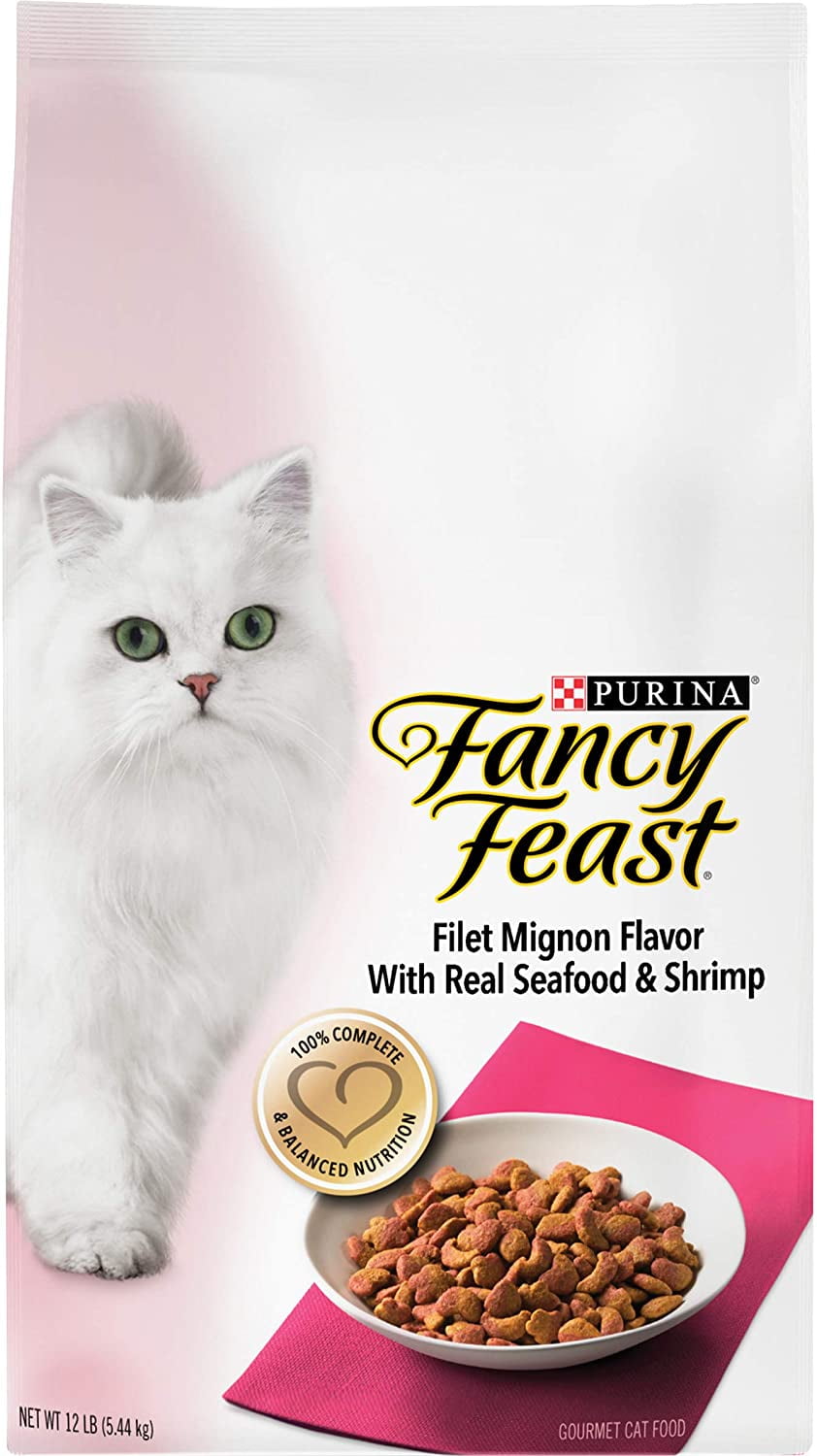 Purina Fancy Feast Dry Cat Food, 2 Pack of 12 LB Kibble Bag, Filet ...