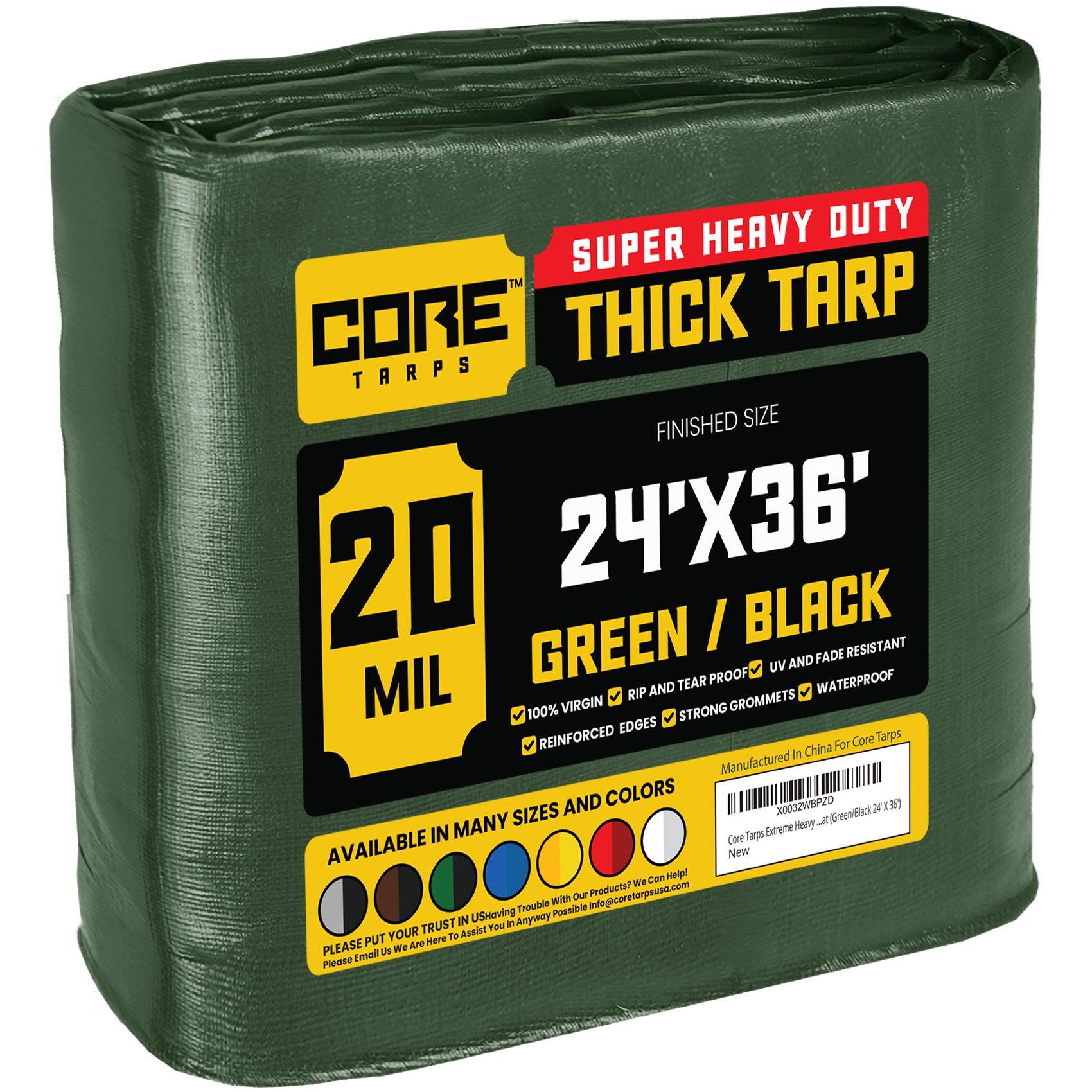 Core Tarps Extreme Heavy Duty 20 Mil Tarp Green Black 24 X 36 core-tarps-extreme-heavy-duty-20-mil-tarp-green-black-24-x-36