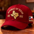 Avrnliq 3D Embroidered Republic of Texas Lone Star State Unisex Red ...