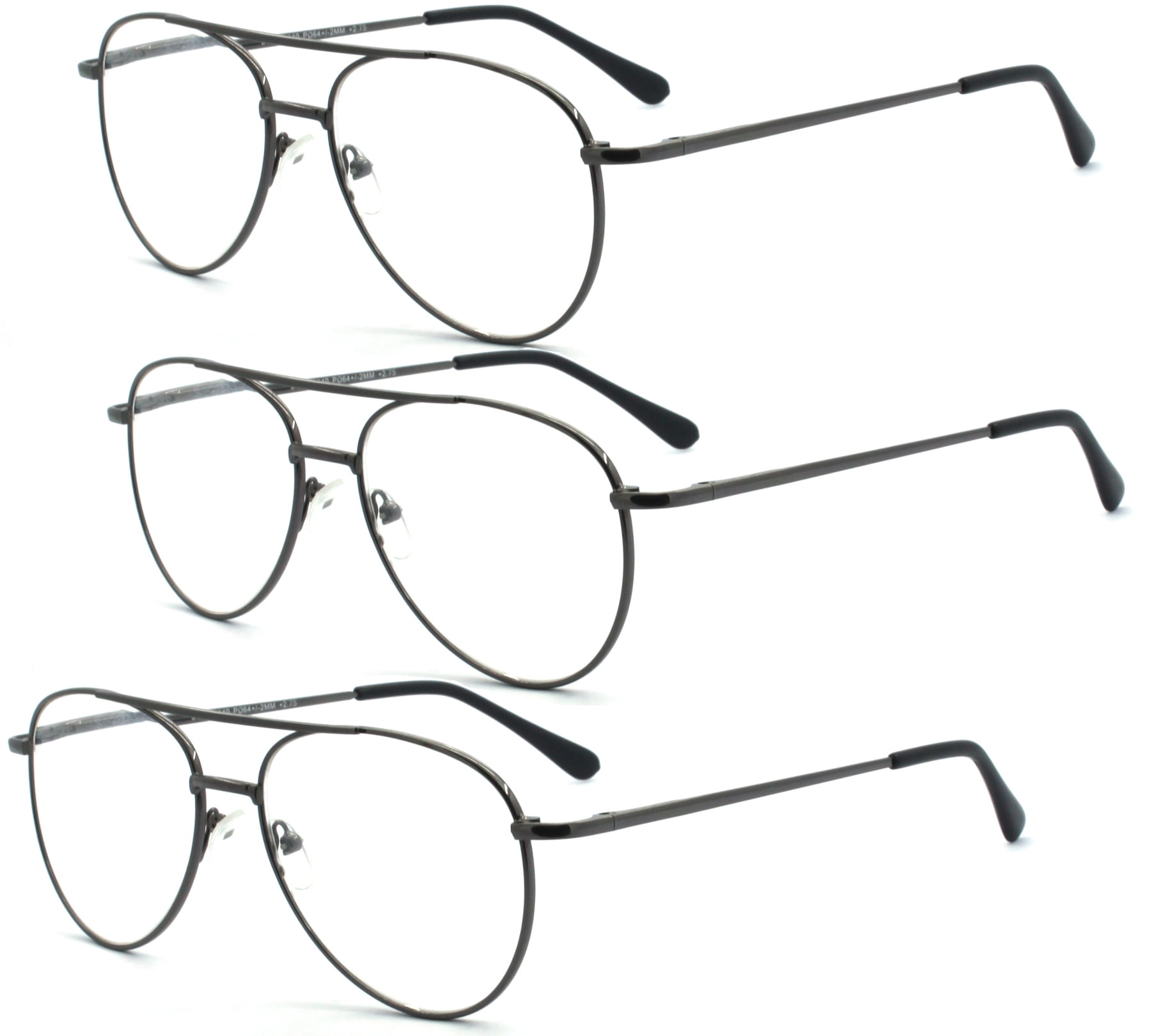 EYE ZOOM 3 Pack Metal Frame Aviator Style Reading Glasses with Spring ...