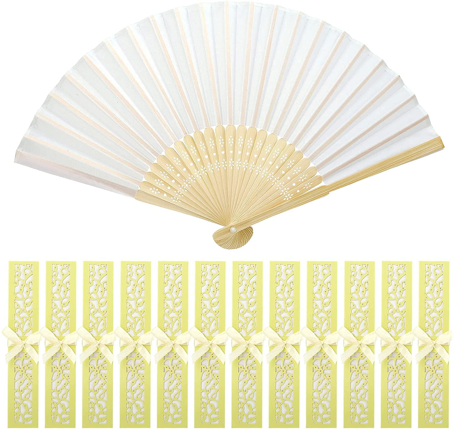 Naler 12Pack Bamboo Hand Fans with Elegant Box,8.3" Folding Hand Held ...