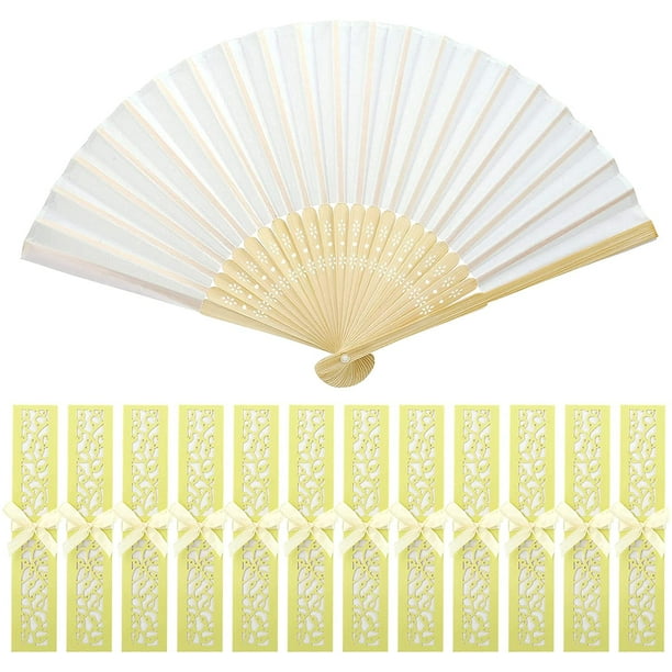 Naler 12Pack Bamboo Hand Fans with Elegant Box,8.3" Folding Hand Held ...