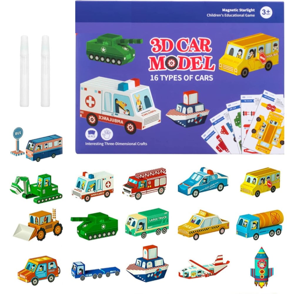 PEACNNG 16 Pieces 3D Kids Craft DIY Decoupage Kit, Kids Cartoon Colored ...