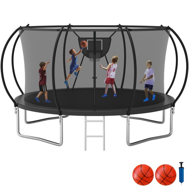 KOFUN Trampoline 14FT, Heavy Duty Backyard Trampoline with Basketball ...