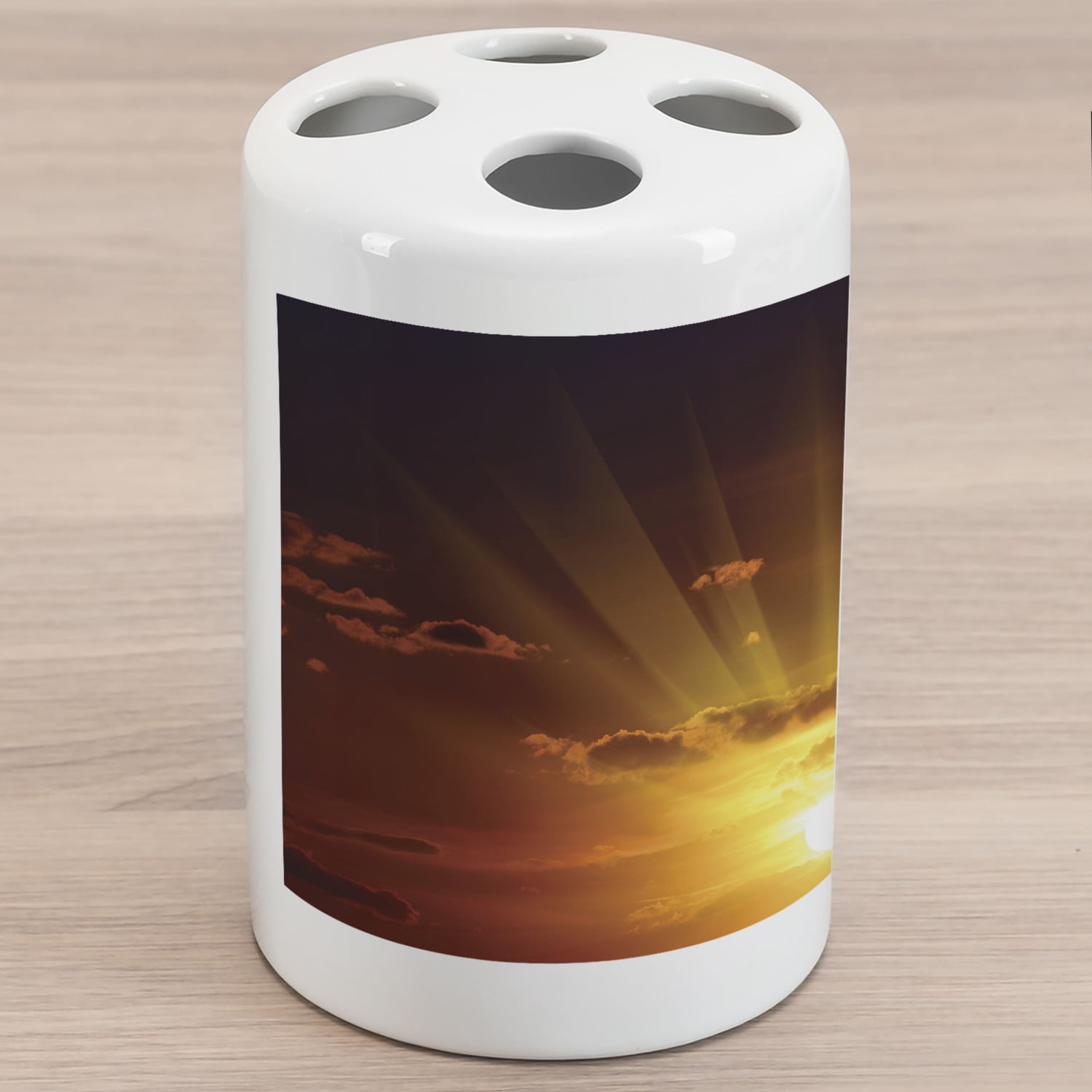 Clouds Ceramic Toothbrush Holder, Dramatic Burning Sunset in the Sky ...