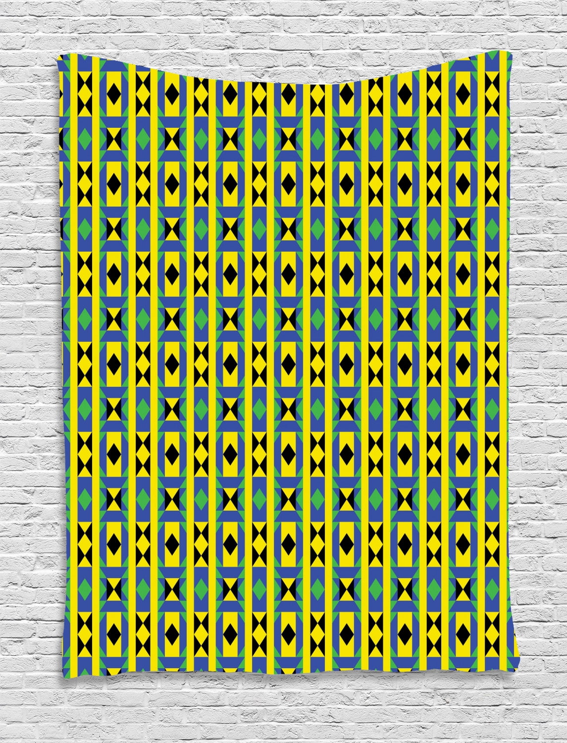 Kente Pattern Tapestry, Geometric Vertical Borders Funky Colorful ...