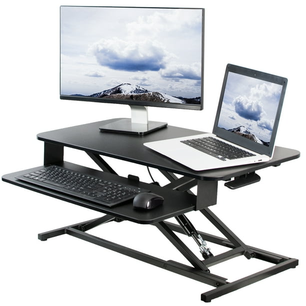 VIVO Black Height Adjustable 32" Standing Desk Monitor Riser, Sit Stand ...