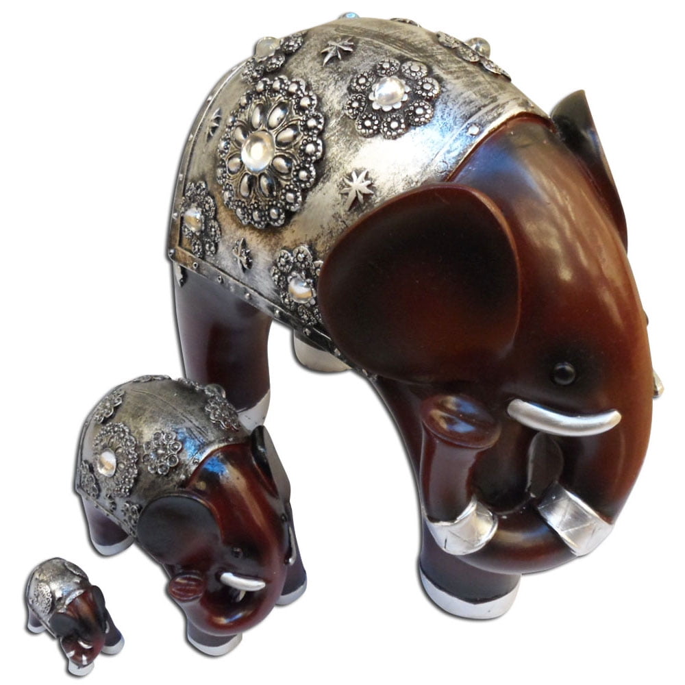 Fancy Decorated Elephants in 3 Sizes - Polymer Clay Statuette - 204 ...