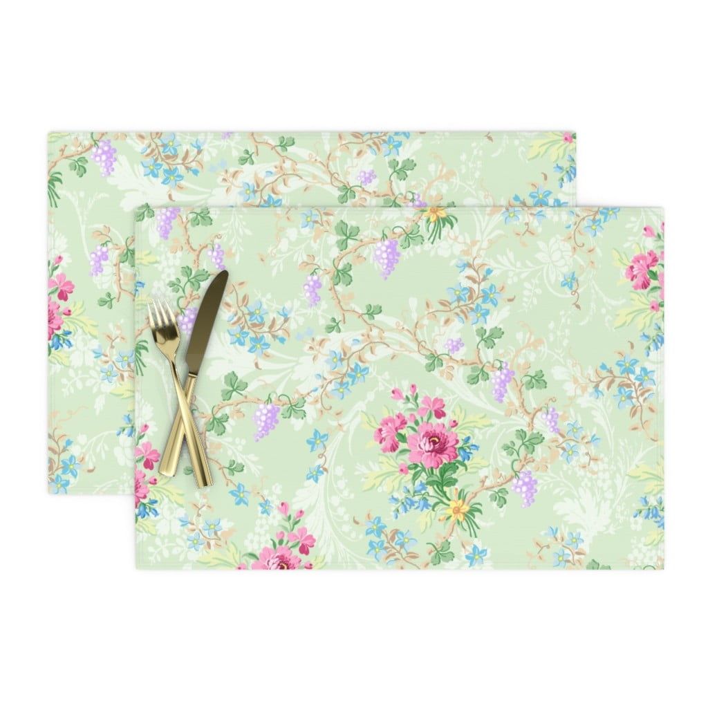 Cloth Placemats Vintage Floral Spring Garden Botanical Easter Decor Set ...