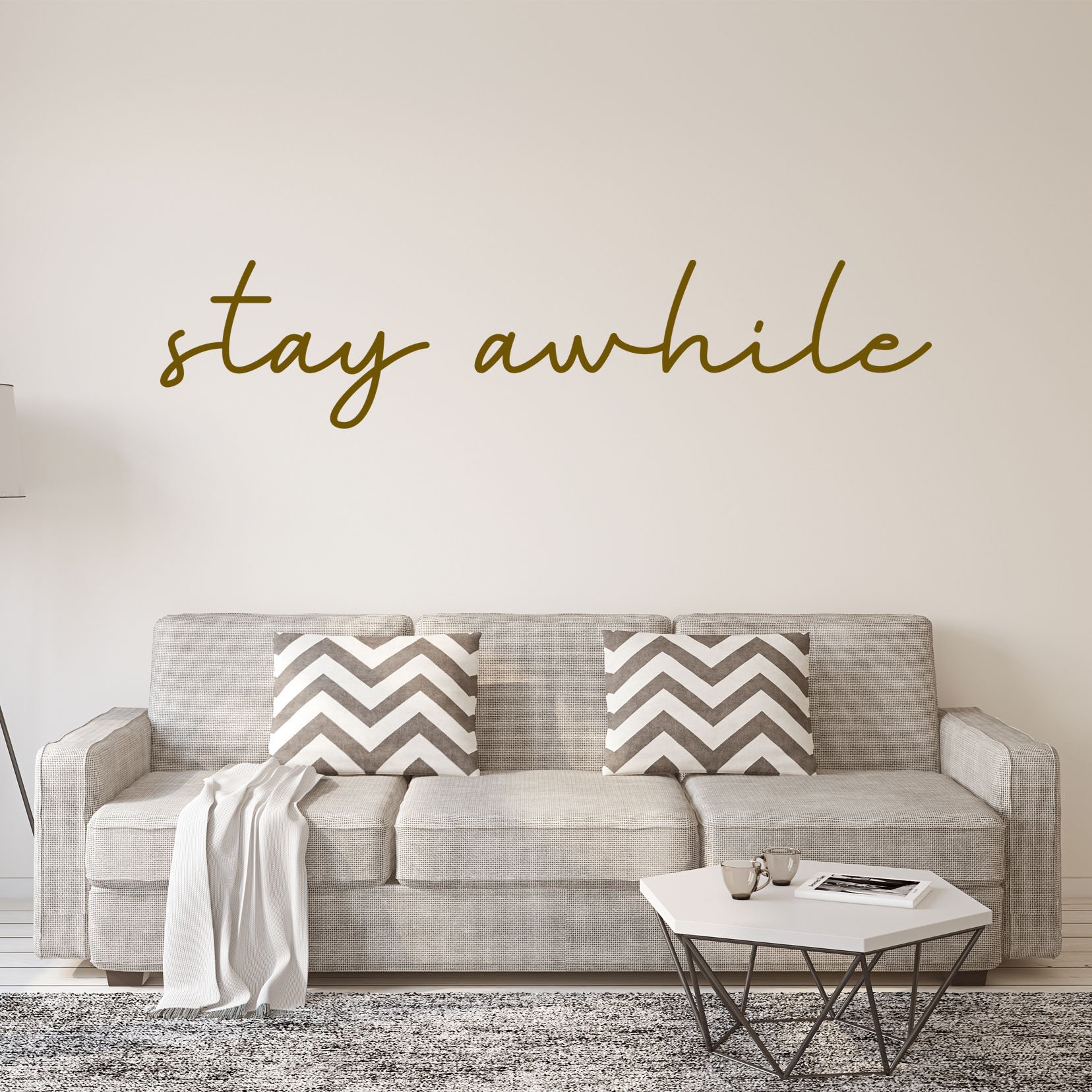 VWAQ Stay Awhile Wall Decal - Vinyl Wall Art Home Decor - Walmart.com