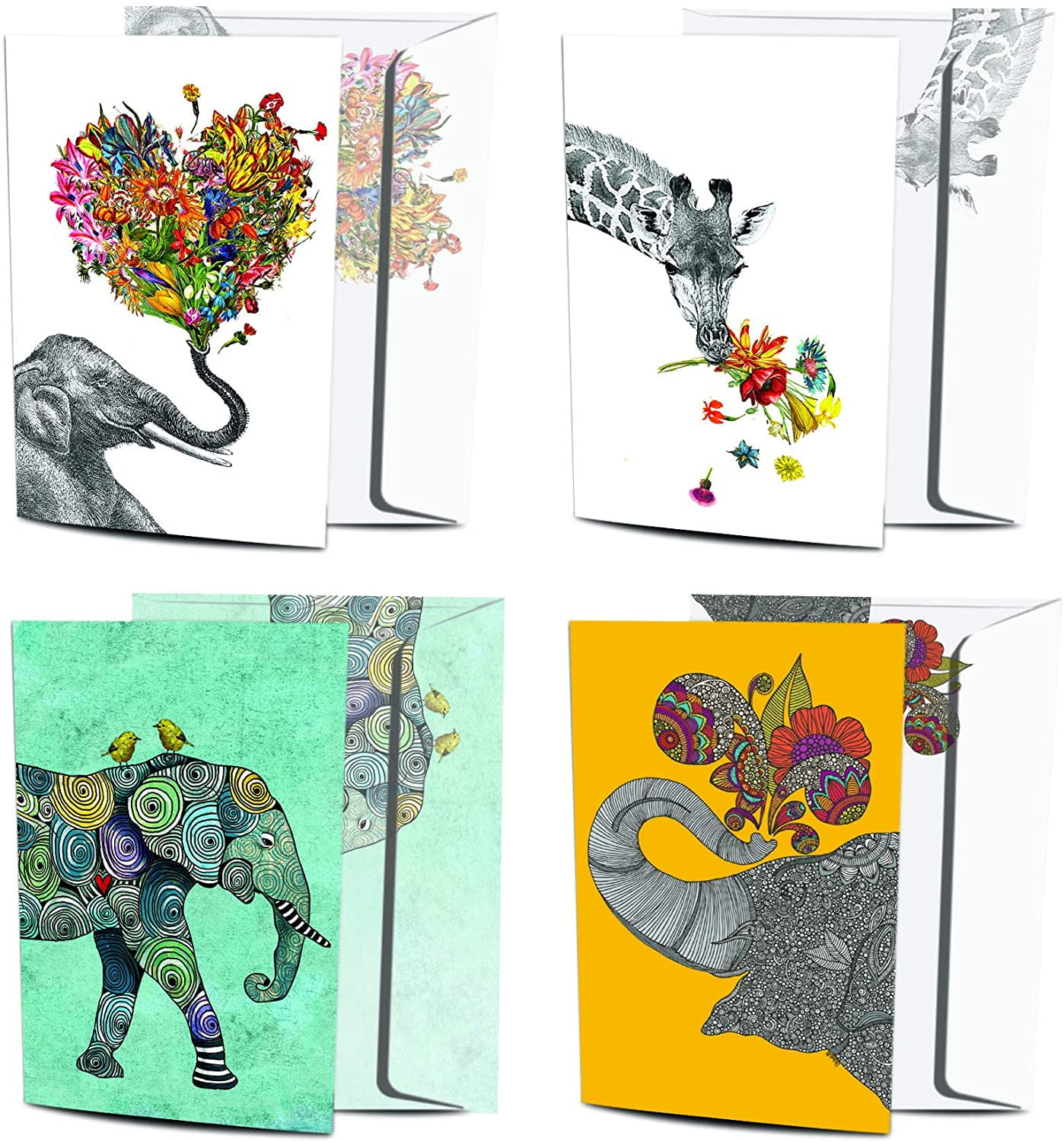 Tree-Free Greetings 8 Pack Greeting Cards Variety Colors with Matching ...