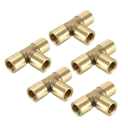 Brass Tee Pipe Fitting 1/8PT Female Thread T Shaped Connector Coupler ...