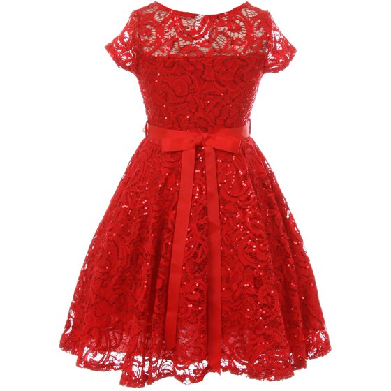 BNY Corner - Little Girl Cap Sleeve Floral Lace Glitter Pearl Holiday ...