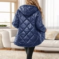 Nafuu Ladies Winter Coat Diamond Grid Solid Color Long Sleeve Hooded ...