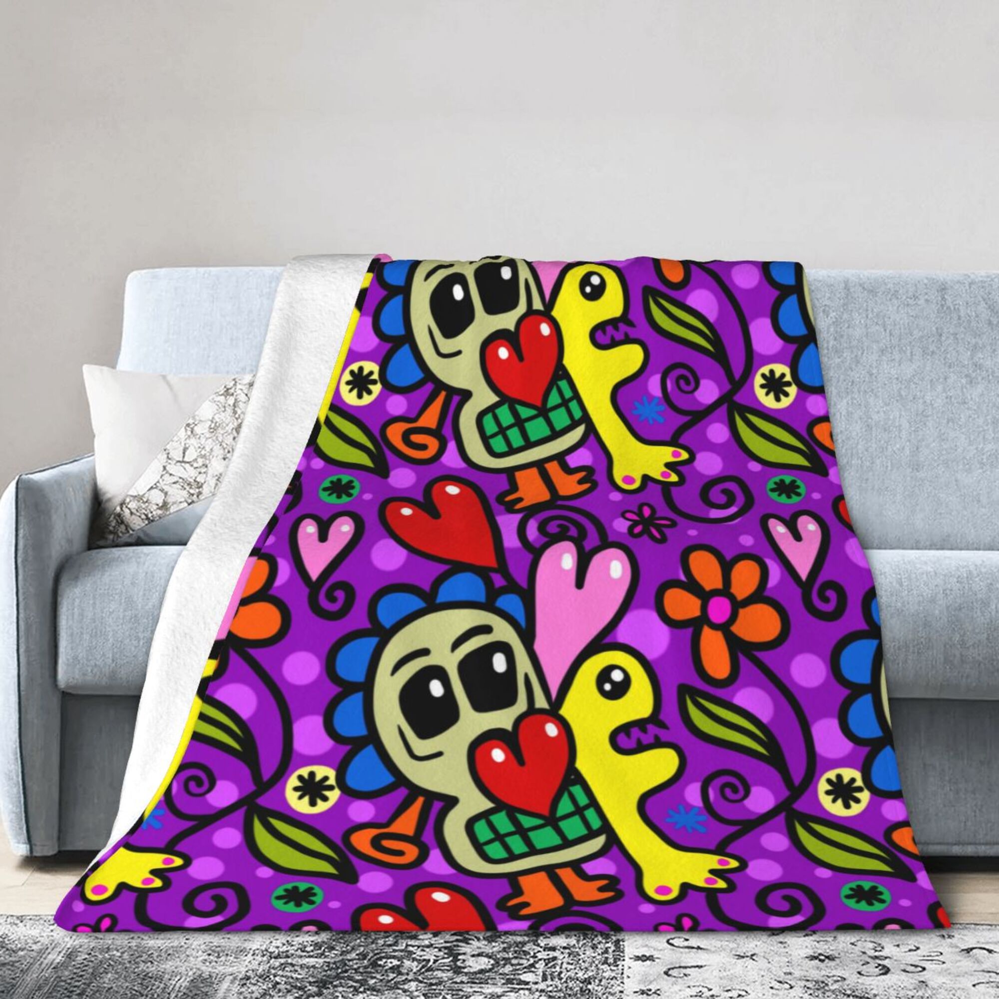 DouZhe Ultra-Soft Micro Fleece Lightweight Flannel Bed Blanket, Doodle ...