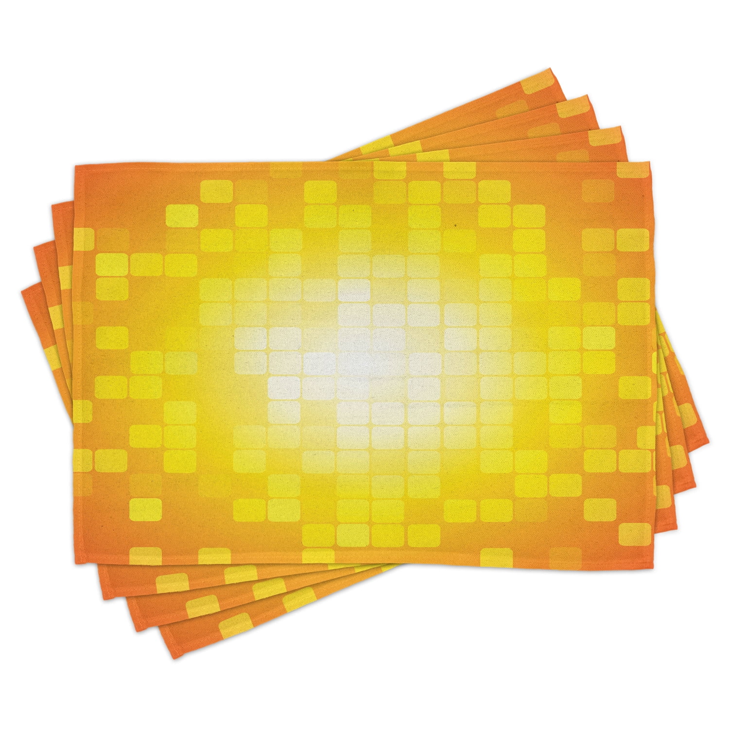 Ambesonne Yellow Place Mats Set of 4, Retro Pixel Art Squares, Standard ...