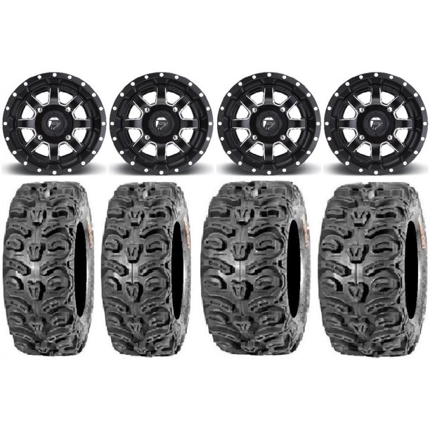 Fuel Maverick Black 14" Wheels 28" Bear Claw HTR Tires Honda Pioneer - Walmart.com