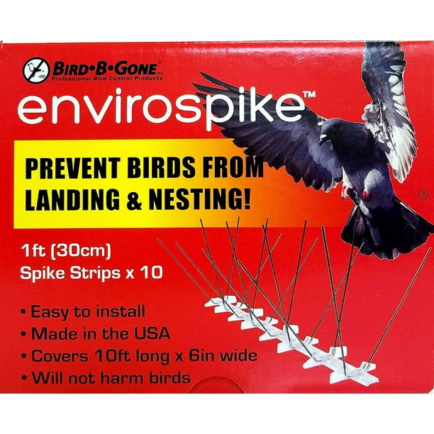 Bird-B-Gone Enviro Spike Stainless Steel Bird Spike, Deterrent Repellent, 10 ft. x 5 in ...
