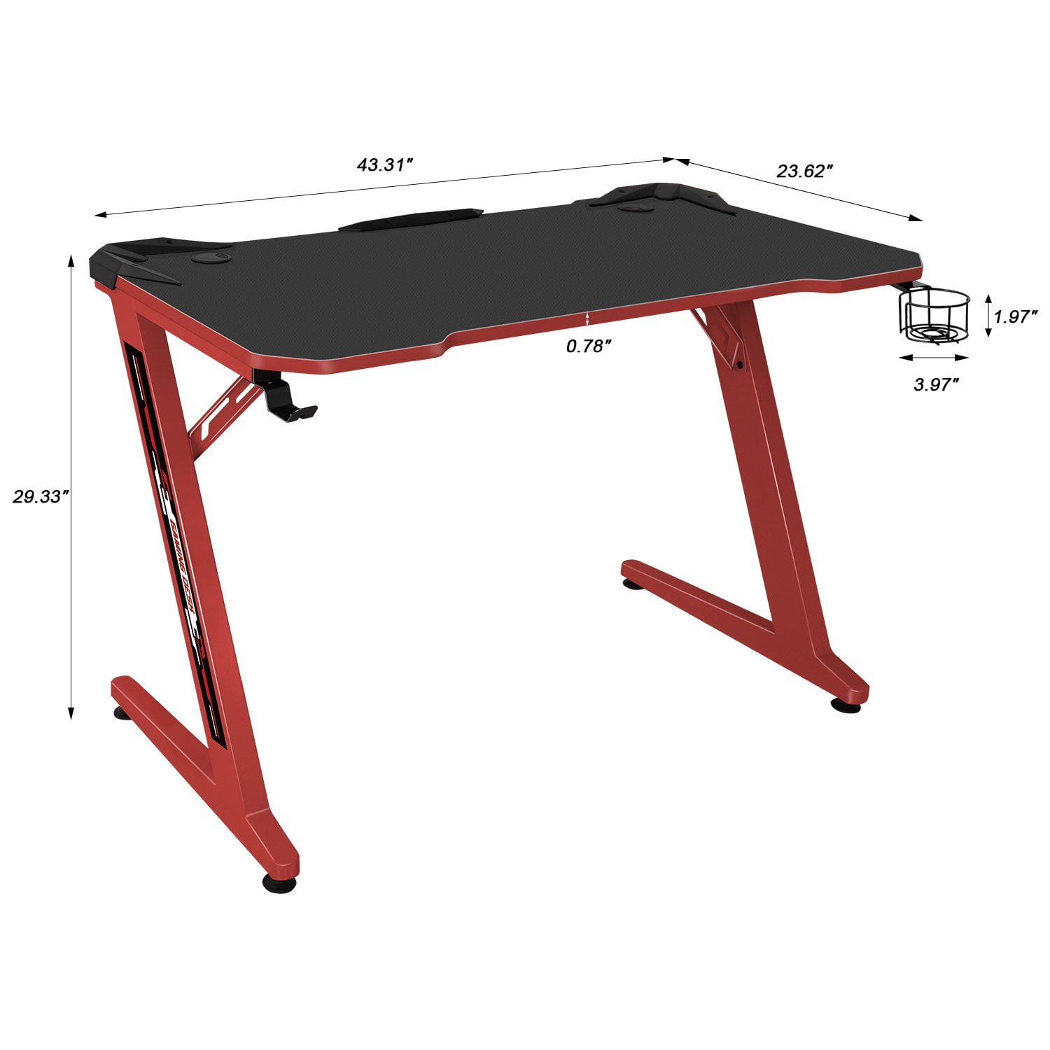 Buy Homall Gaming Desk 44” Gaming Table Computer Desk Z Shape Gamer ...