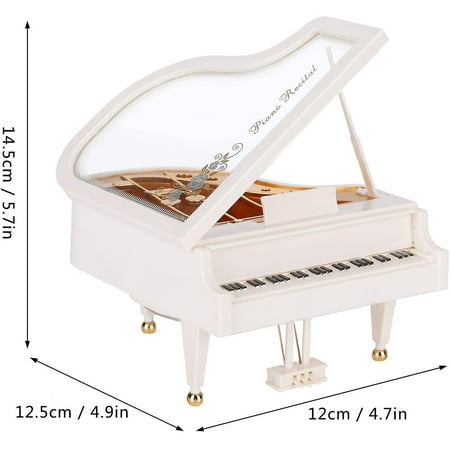 White Piano Music Box 4.9x4.7x5.7in Mini Piano Tabletop Ornament ...