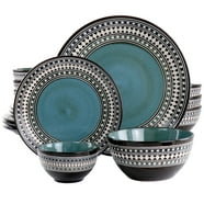 Pfaltzgraff Grayson Teal 12-Piece Dinnerware Set Stoneware Round in ...